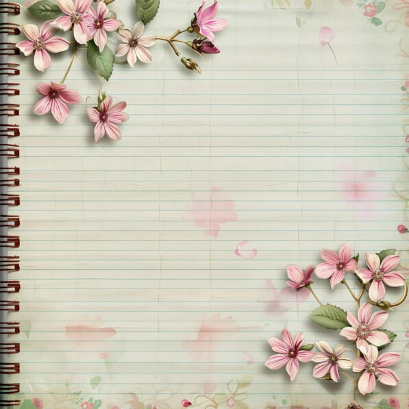 Download Vintage Notebook with Pink Flowers and Typewriter Backgrounds ...
