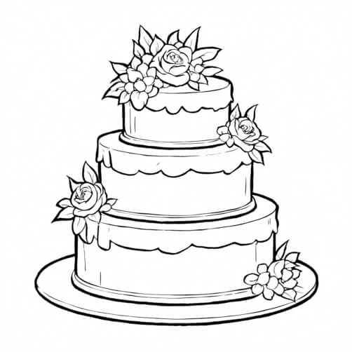 Download Wedding Cake Coloring Page with Roses Coloring pages Online ...