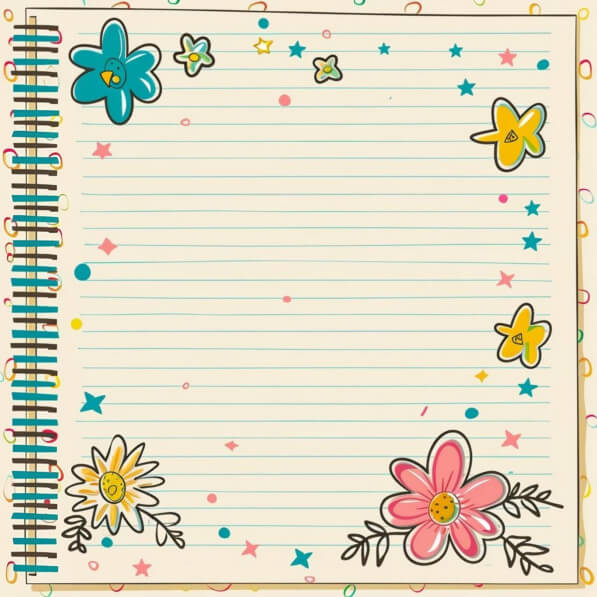 Download Colorful Lined Paper with Flowers and Stars Backgrounds Online ...