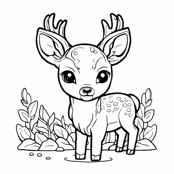 Download Cute Baby Deer in Forest Coloring Page Coloring pages Online ...