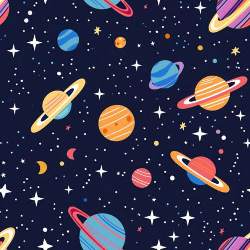 Download Seamless Space Pattern with Planets, Stars, and Moons Patterns ...