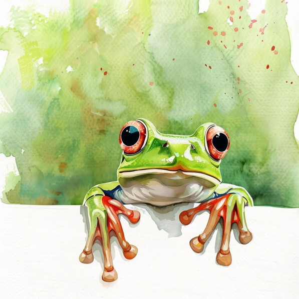 Descarga Pintura Acuarela de Rana Verde Fondos En Línea - Creative Fabrica