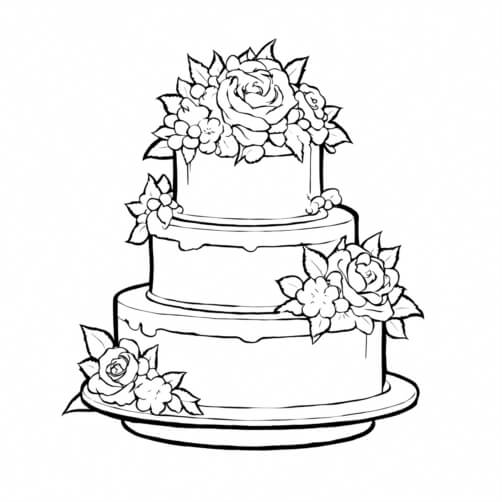 Download Three-Tiered Wedding Cake Coloring Page Coloring pages Online ...