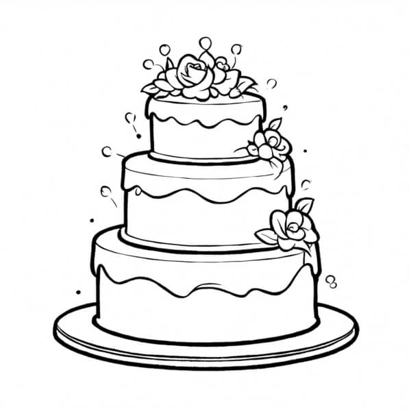 Download Educational Coloring Page: Three-Tiered Wedding Cake with ...