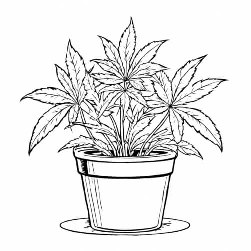 Download Line Drawing of a Cannabis Leaf Coloring pages Online ...