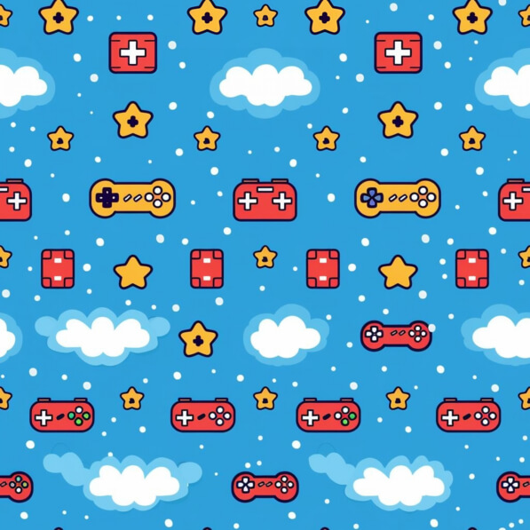 Download Seamless Game Controller Pattern with Stars and Clouds ...