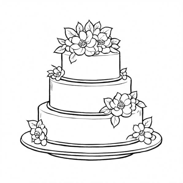 Télécharger Page à colorier du gâteau de mariage à trois étages Pages ...