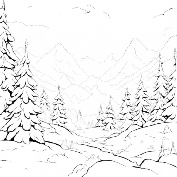 Download Snowy Mountain Coloring Page Coloring pages Online - Creative ...
