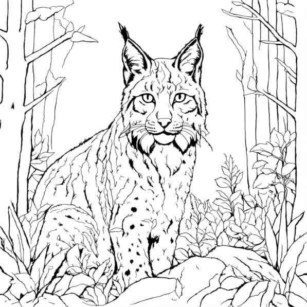 Download Lynx in the Woods Coloring Page Coloring pages Online ...