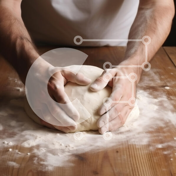 Download Man Kneading Dough on Wooden Table Stockphotos Online ...