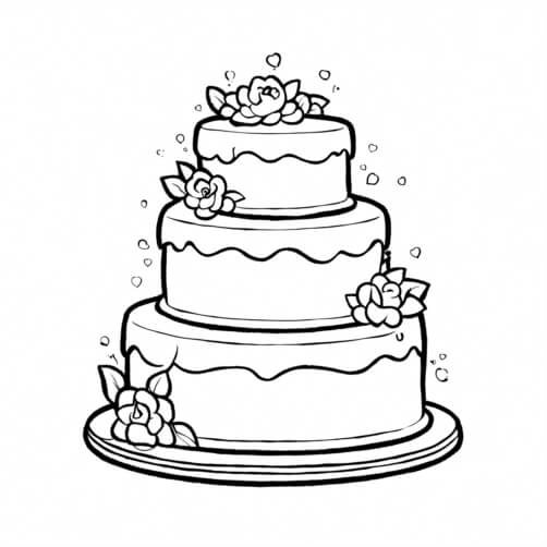 Download Intricate Three-Tiered Wedding Cake Coloring Page Coloring ...