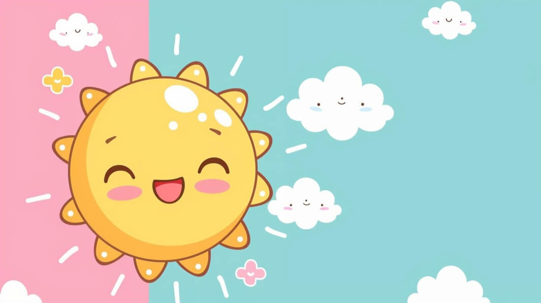 Download Cartoon Sun Background with Smiley Faces and Clouds ...