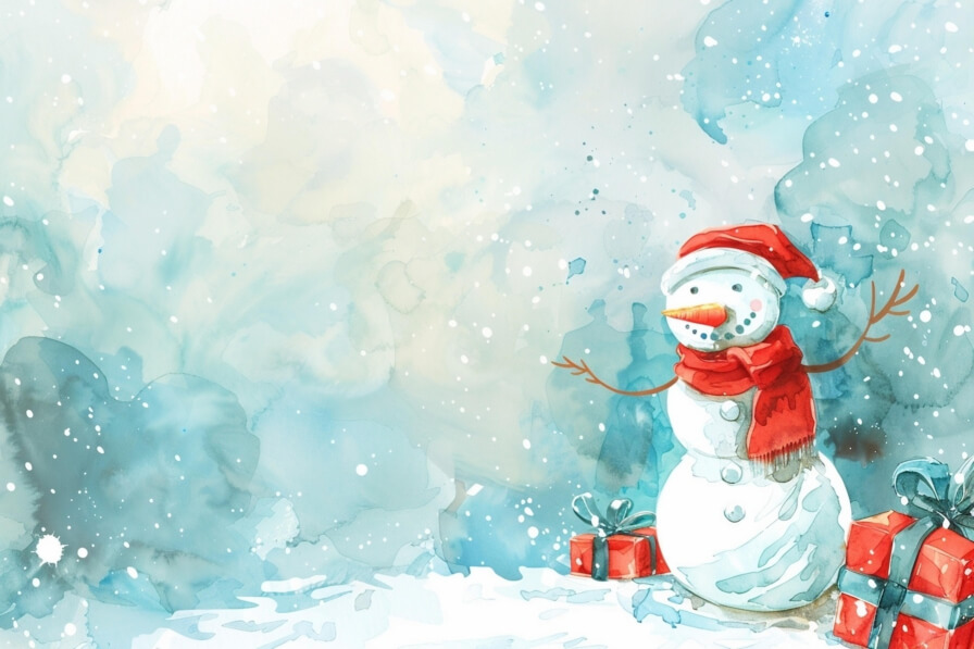Télécharger Bonhomme de neige à l'aquarelle et Père Noël dans la neige ...