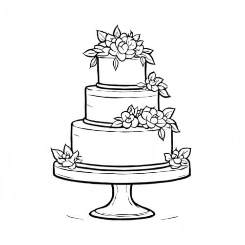 Download Three-Tiered Wedding Cake Coloring Page Coloring pages Online ...