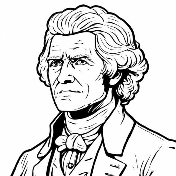 Download Black and White Drawing of President Thomas Jefferson Coloring ...