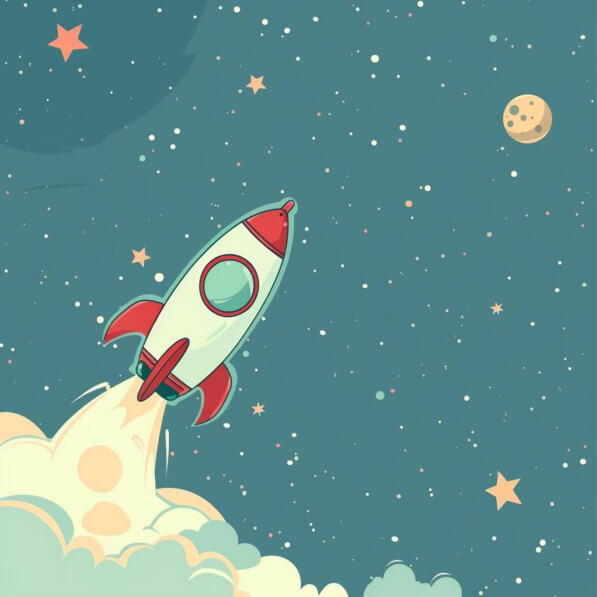 Download Cartoon Rocket Ship in Space Backgrounds Online - Creative Fabrica