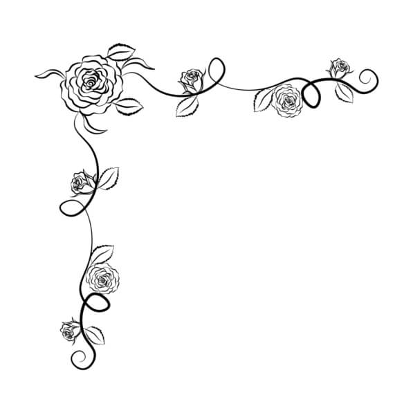 Scarica Cornice a forma di fiore con rose Borders & Corners Online - Creative Fabrica