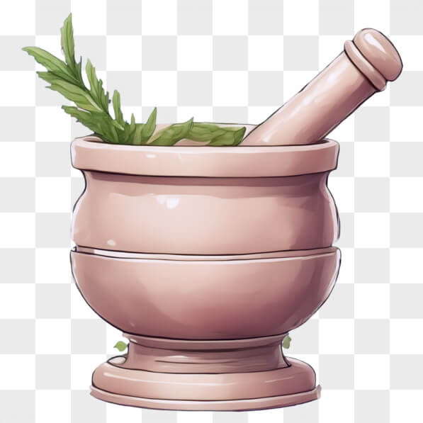Download Pink Mortar and Pestle with Herbs Cartoons Online - Creative ...