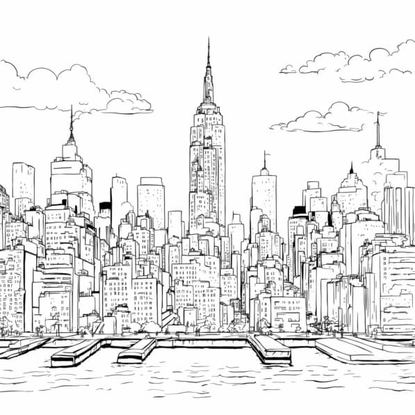 Scarica Disegno della skyline di New York City Pagine da colorare ...