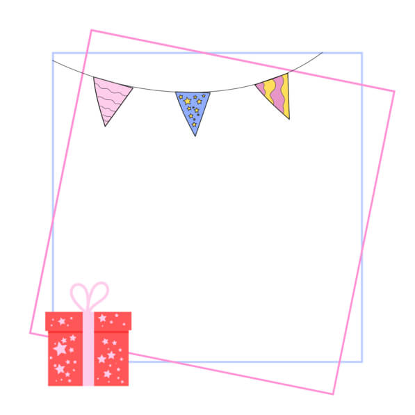 Télécharger Cadre carré festif avec fanions et boîte cadeau Cadres En ...