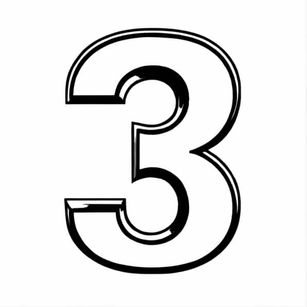 Download Black and White Drawing of Number 3 Coloring pages Online ...