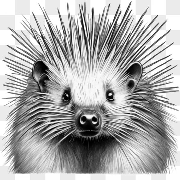 Télécharger Dessin en noir et blanc d'un porc-épic avec des piquants ...