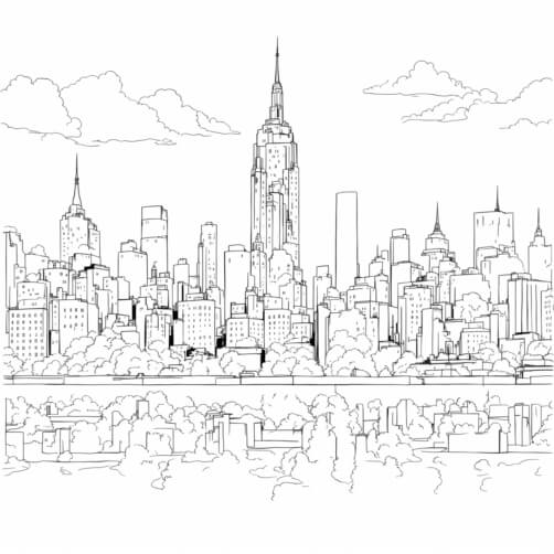 Download New York City Skyline Coloring Page Coloring pages Online ...