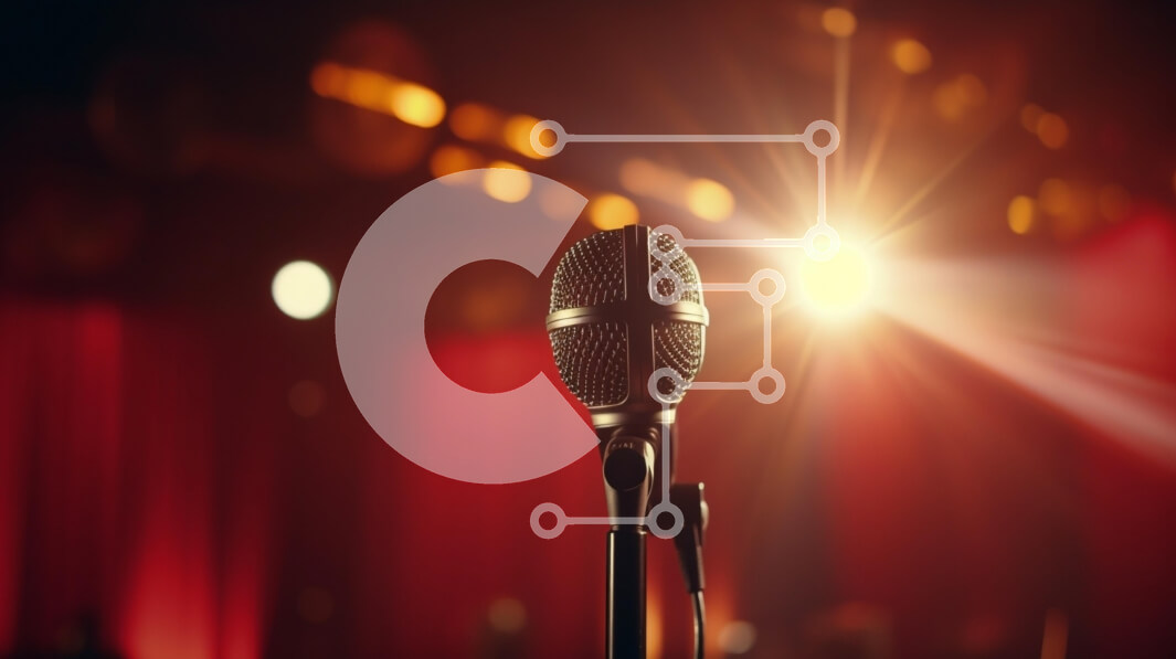 Dramatic Microphone Setting on Illuminated Stage stock photo | Creative ...