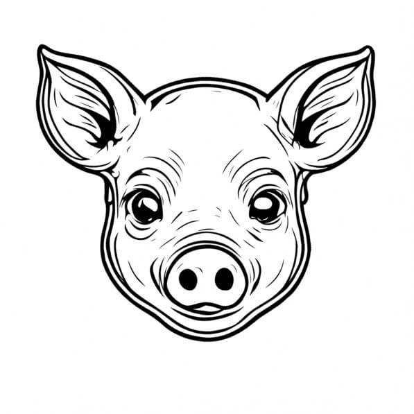 Pobierz narzędzie Czarno-biały rysunek głowy świni Kolorowanki Online ...