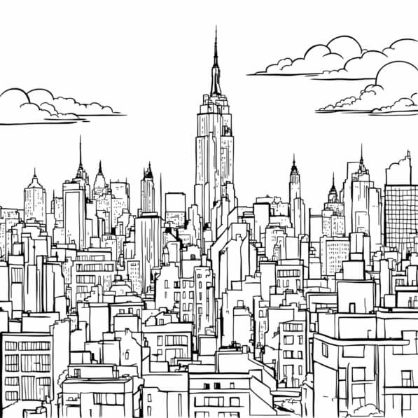 Download New York City Skyline Coloring Page Coloring pages Online ...