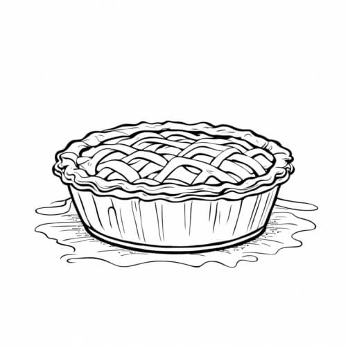 Download Black-and-White Apple Pie Drawing with Lattice Patterns ...