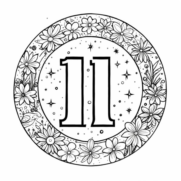Download Elegant Coloring Page with Number 11 and Flowers Coloring ...