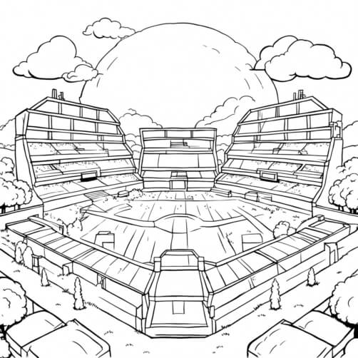 Download Black and White Football Stadium Drawing Coloring pages Online ...