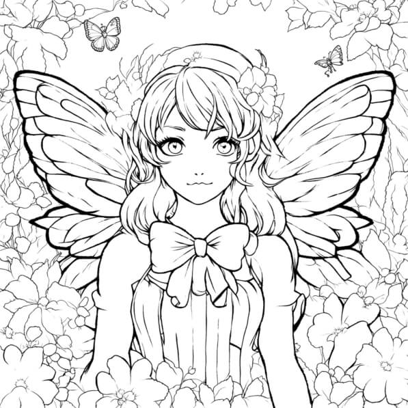 Download Whimsical Coloring Page with Girl and Flowers Coloring pages ...