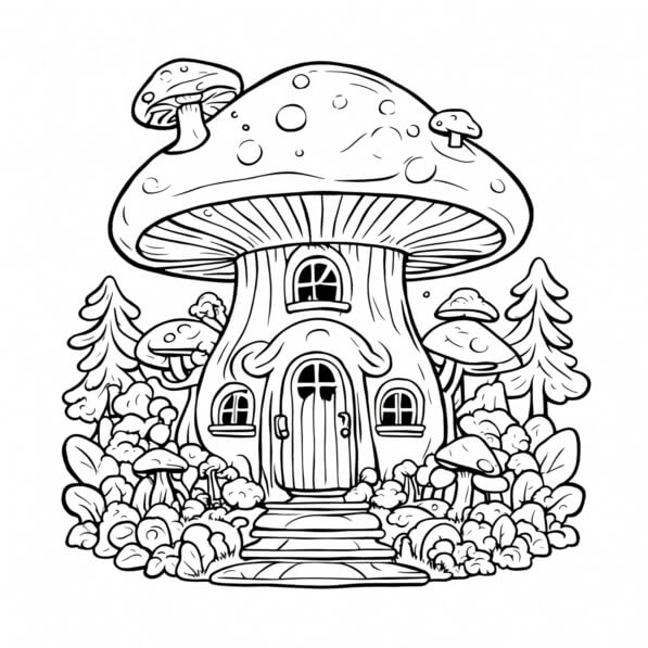 Download Mushroom House Coloring Page Coloring pages Online - Creative ...