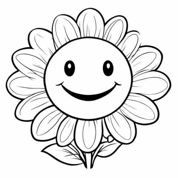 Download Coloring Page Flower with Smiley Face Coloring pages Online ...