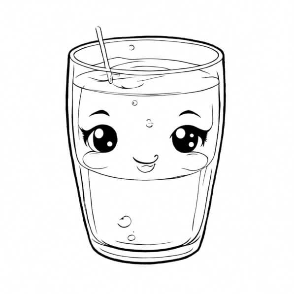 Download Educational Coloring Page: Glass of Water with Straw Coloring ...