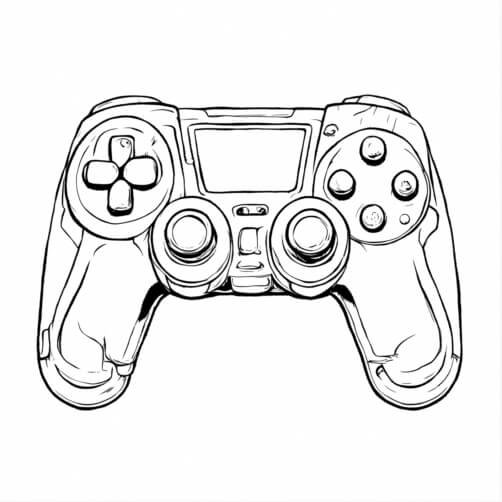 Download Black and White Drawing of Gaming Controller with Fruits and ...