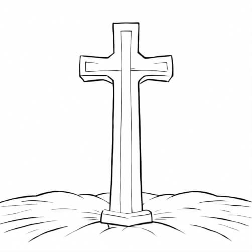 Download Black and White Drawing of a Cross in an Empty Field Coloring ...