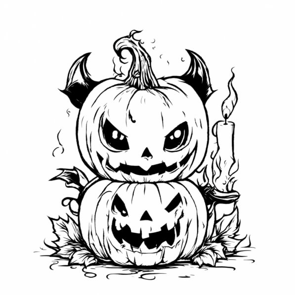 Download Halloween Pumpkins and Candle Coloring pages Online - Creative ...