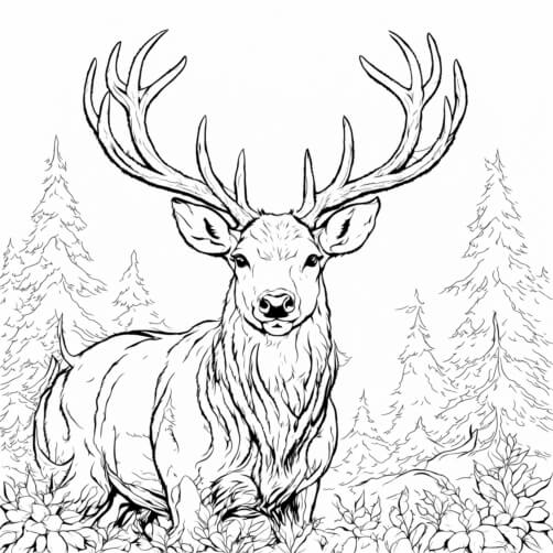 Download Deer in Forest Coloring Page Coloring pages Online - Creative ...