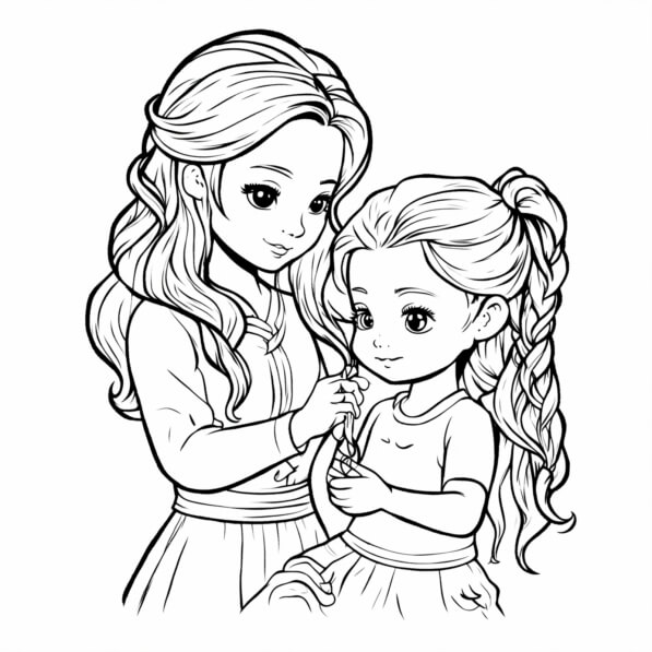 Download Mother and Daughter Coloring Page Coloring pages Online ...