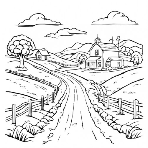 Download Farm and Road Coloring Page for Kids Coloring pages Online ...