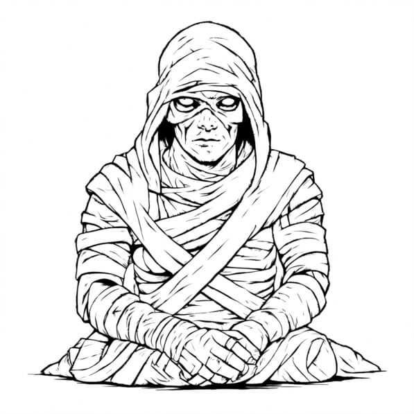 Descarga Dibujo en Blanco y Negro de una Momia Páginas para colorear En ...