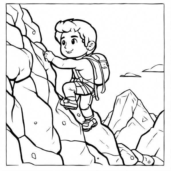 Download Boy Climbing Mountain in Coloring Page Coloring pages Online ...