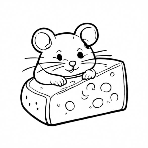 Download Educational Coloring Page: Mouse on Cheese Coloring pages ...