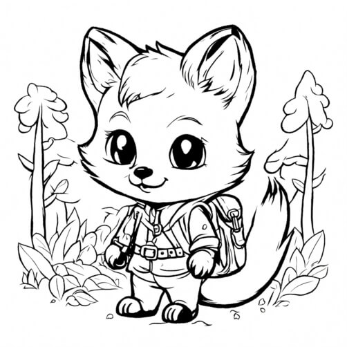 Download Fox in the Woods Coloring Page Coloring pages Online ...