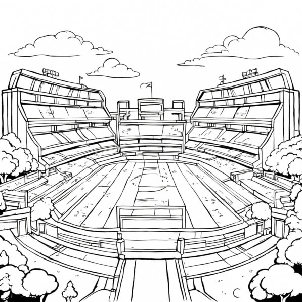 Download Black and White Football Stadium Drawing Coloring pages Online ...