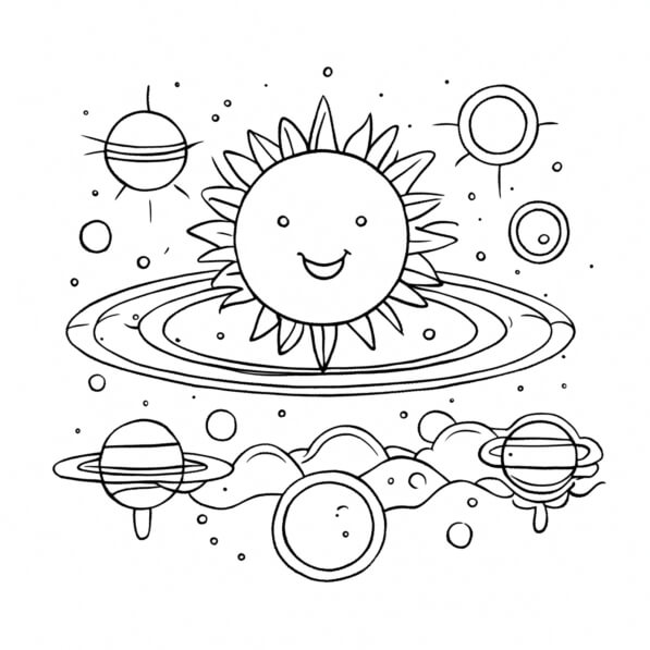Download Coloring Page with Sun, Planets, and Stars Coloring pages ...