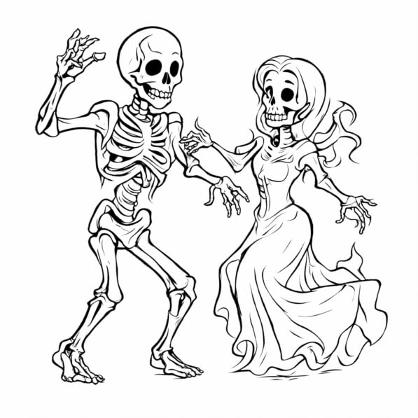 Download Dancing Skeletons for Halloween and Holidays Coloring pages ...